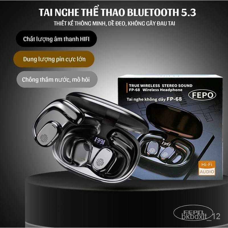 Tai nghe thể thao FEPO bluetooth 5.3 kiểu dáng thể thao bảo hành 12 ...