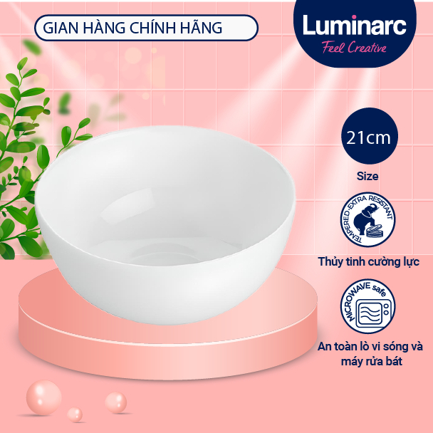 Bộ 2 bát tô canh, trộn salad thủy tinh Luminarc Diwali White 21cm D7410 ...