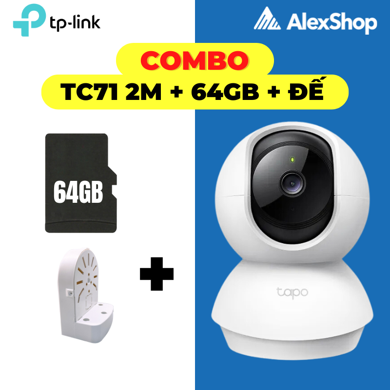 [COMBO] Camera Wifi TP-Link TAPO TC71 - 3M Thẻ Nhớ 64GB Và Chân Đế Chữ ...