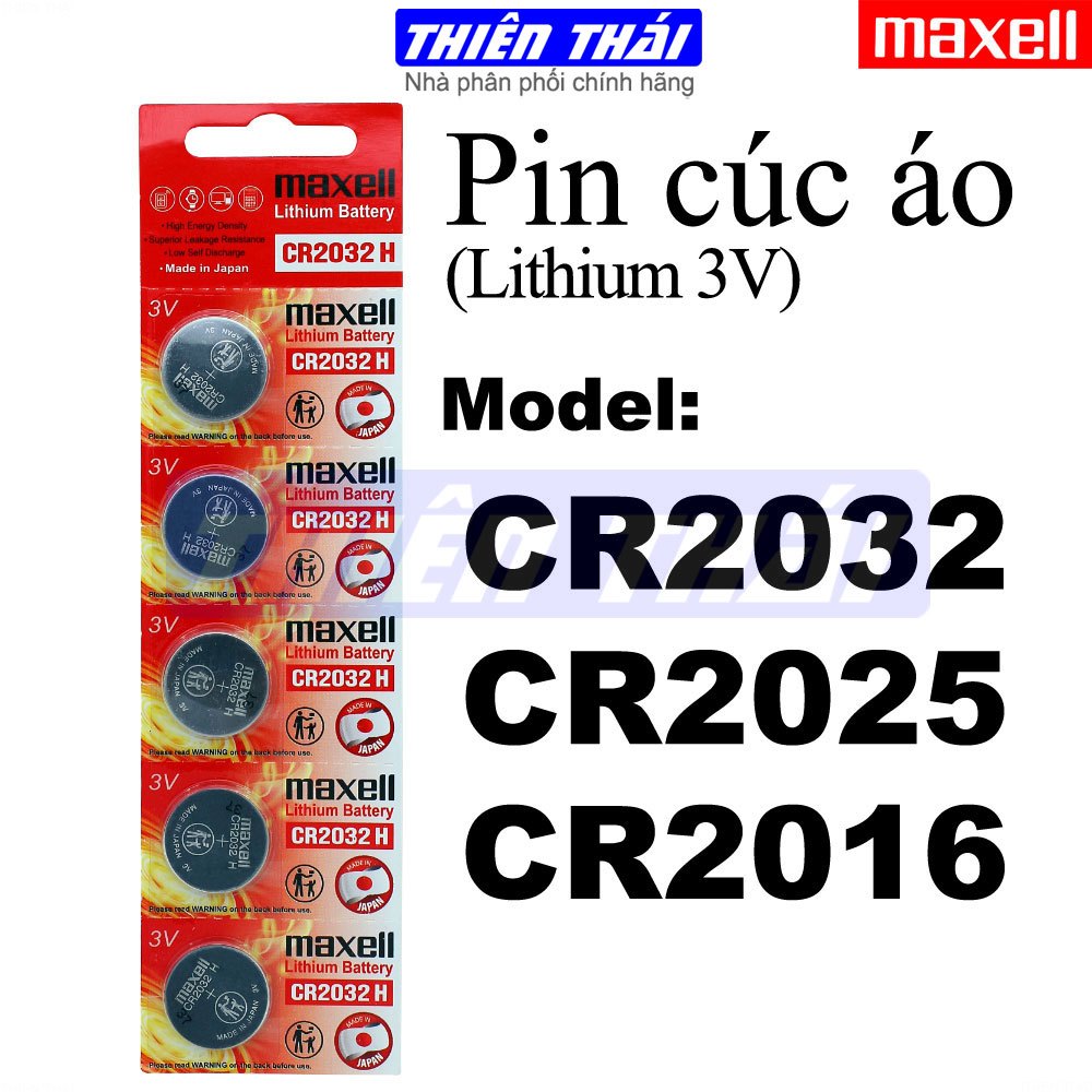Pin Cúc Áo Maxell CR2032,CR2025,CR2016,5viên/vỉ,Lithium 3V,pin đồng hồ ...