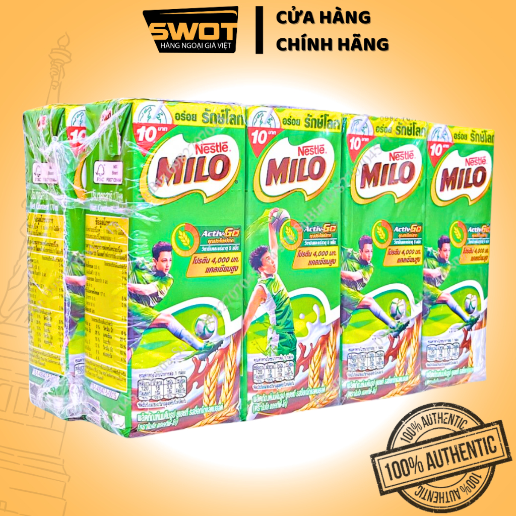 Lốc 8 hộp Sữa nước Milo Thái Lan 165ml, Sữa uống Nestle Milo Thái thơm ...
