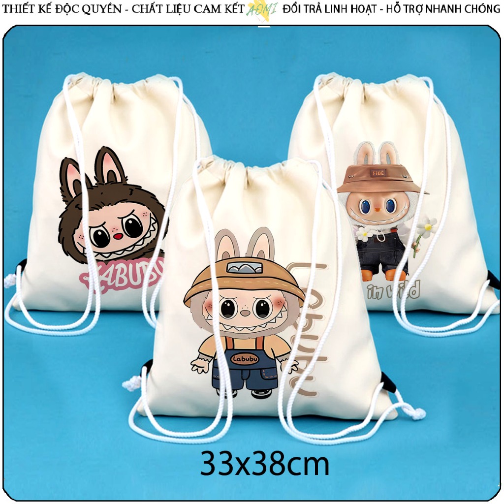 BALO TÚI MINI labubu monster AOMIVN DÂY RÚT ĐEO VAI 33x38cm NHỎ XINH ...