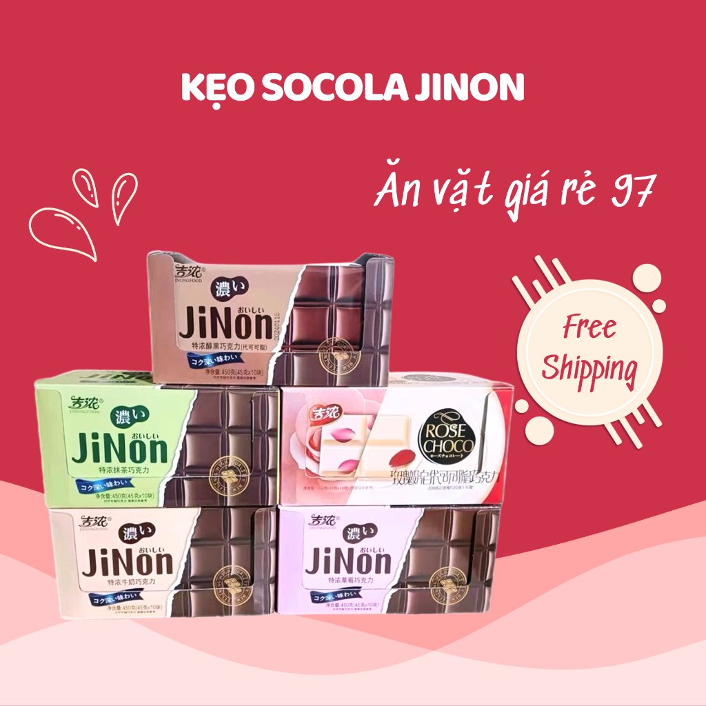 Kẹo Socola JiNon, Socola Thanh Mix Đủ Vị Matcha, Hoa Hồng, Sữa, Dâu ...