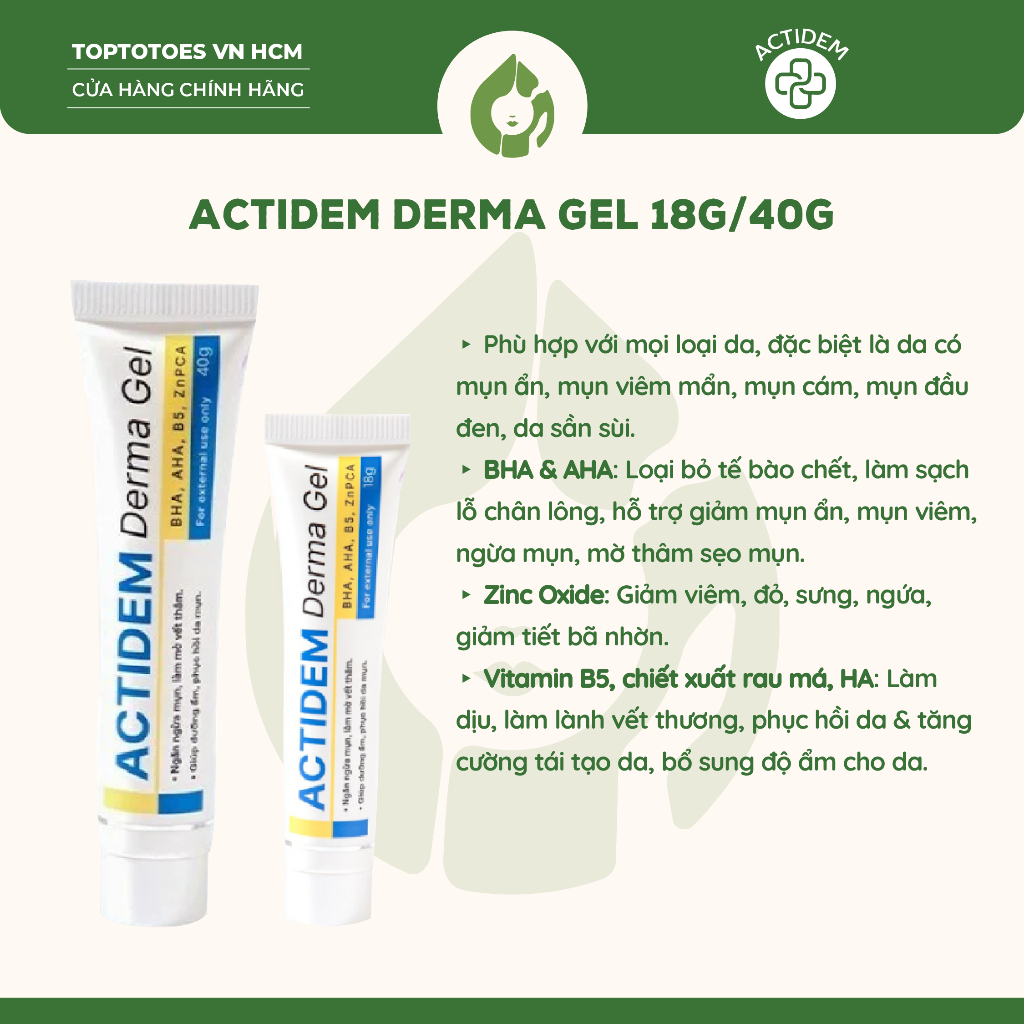 Gel Actidem Derma giảm mụn, mờ thâm 18gr/40gr [Phân phối chính hãng ...