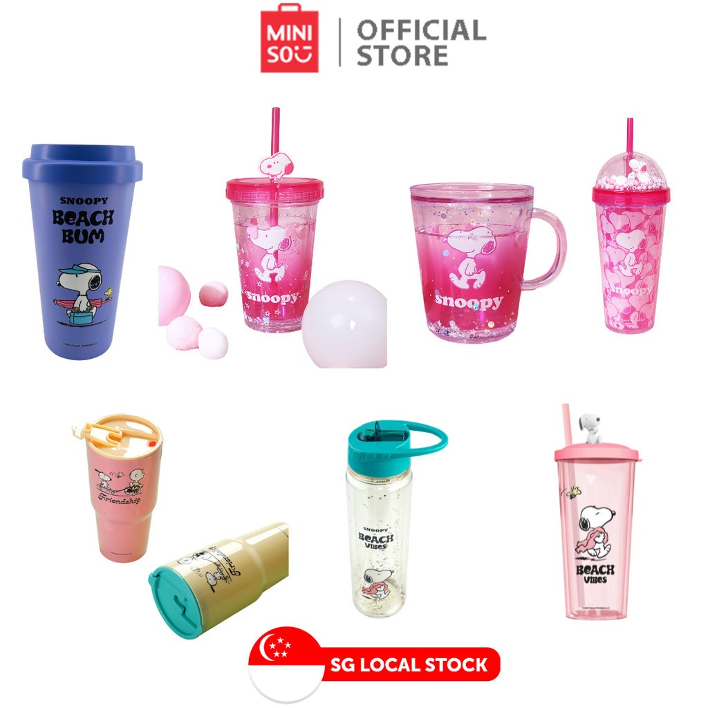 MINISO Snoopy Bộ sưu tập Ly Cốc nhựa có ống hút/Cốc Snoopy/Chai nhựa ...