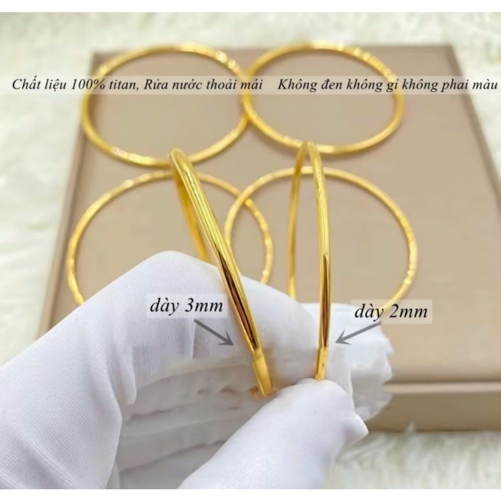 Vòng tay tròn trơn dày 2mm,3mm. chất liệu titan 18k cao cấp không đen, hoen, gỉ, tiếp xúc nước ...