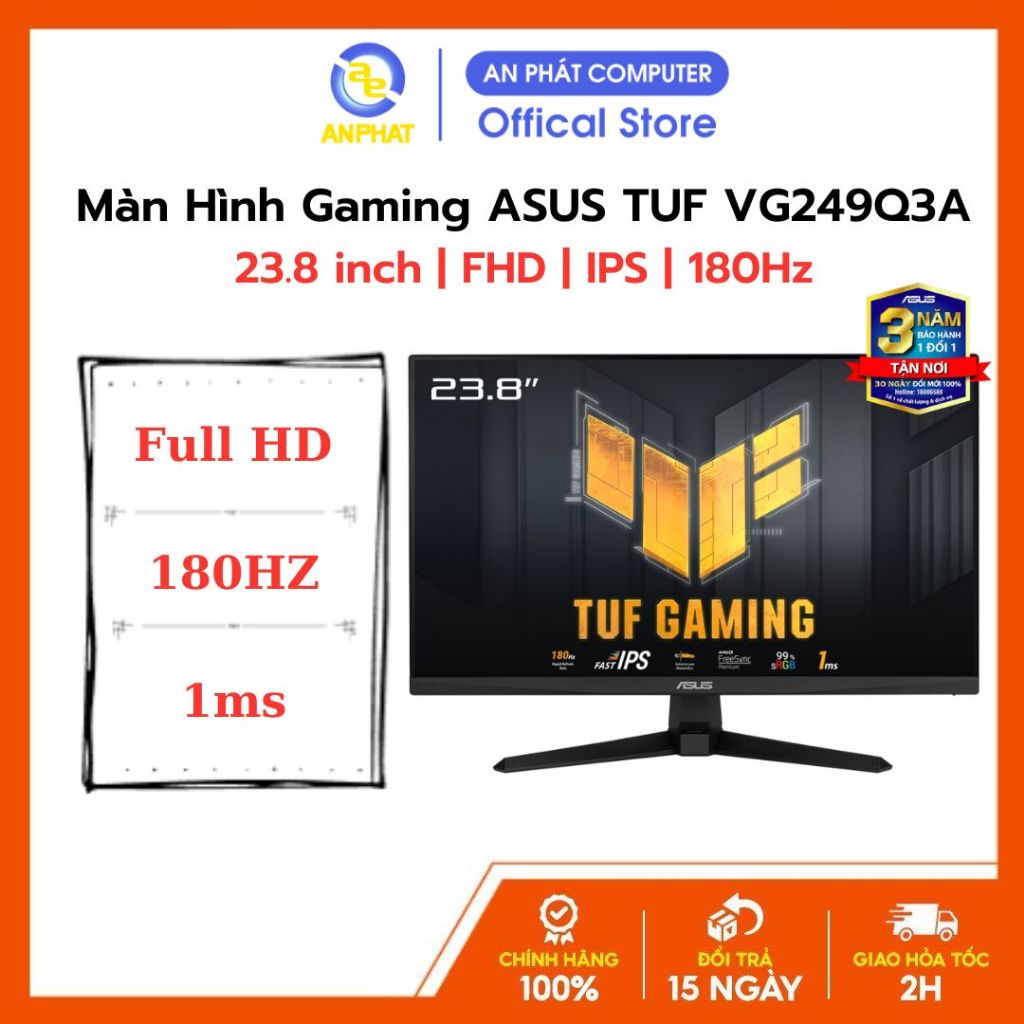 Màn Hình Gaming ASUS TUF VG249Q3A (23.8 inch - FHD - Fast IPS - 180Hz ...