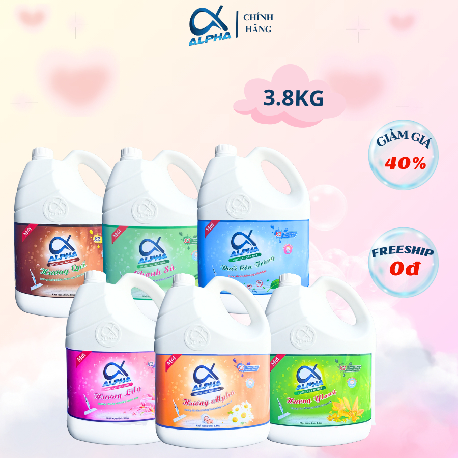 Nước lau sàn ALPHA | Can 3.8KG | Chanh sả | Hoa YLANG | Hoa LILY | ALPHA | QUẾ | Shopee Việt Nam
