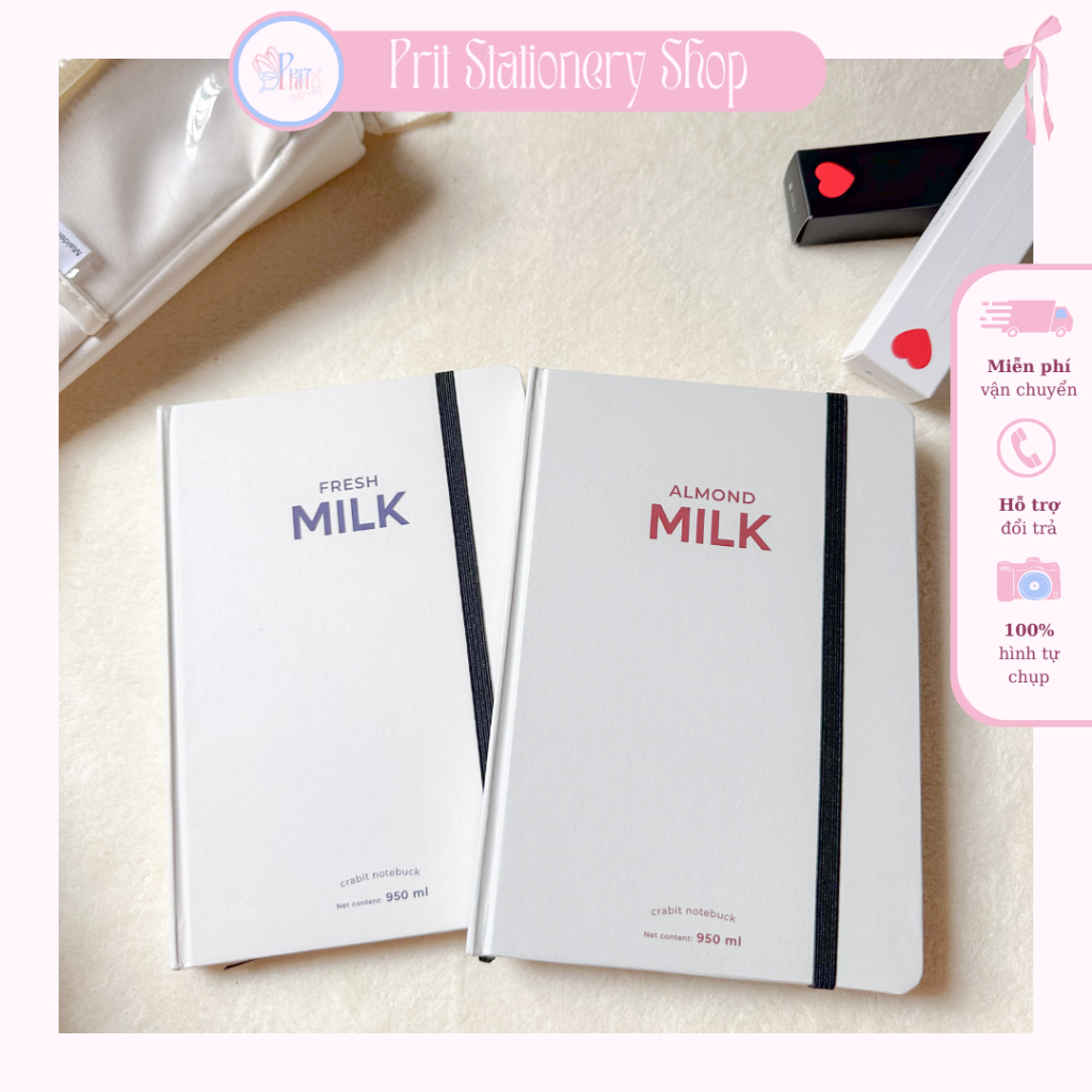 Sổ bìa cứng/ Sổ ghi chú Crabit MILK tối giản, dễ dùng | Shopee Việt Nam
