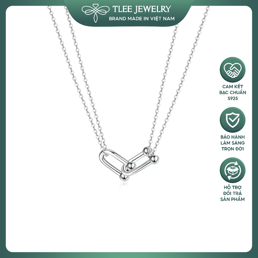 Dây chuyền bạc nữ TLEE, vòng cổ móc kép trơn cá tính TLEE JEWELRY D0365 ...