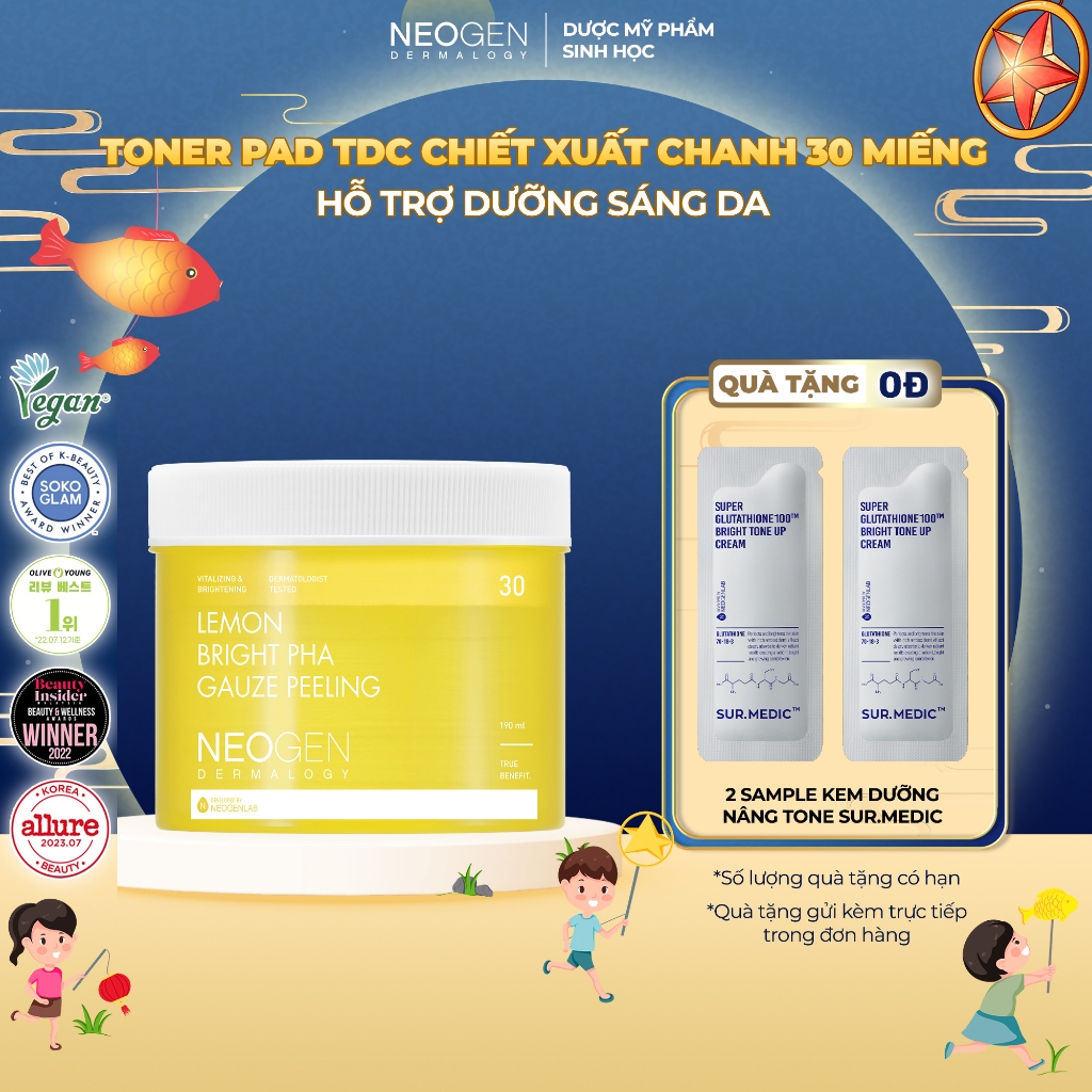 Toner Pad Tẩy Da Chết Chanh Dưỡng Trắng, Đều Màu Da Neogen Dermalogy ...