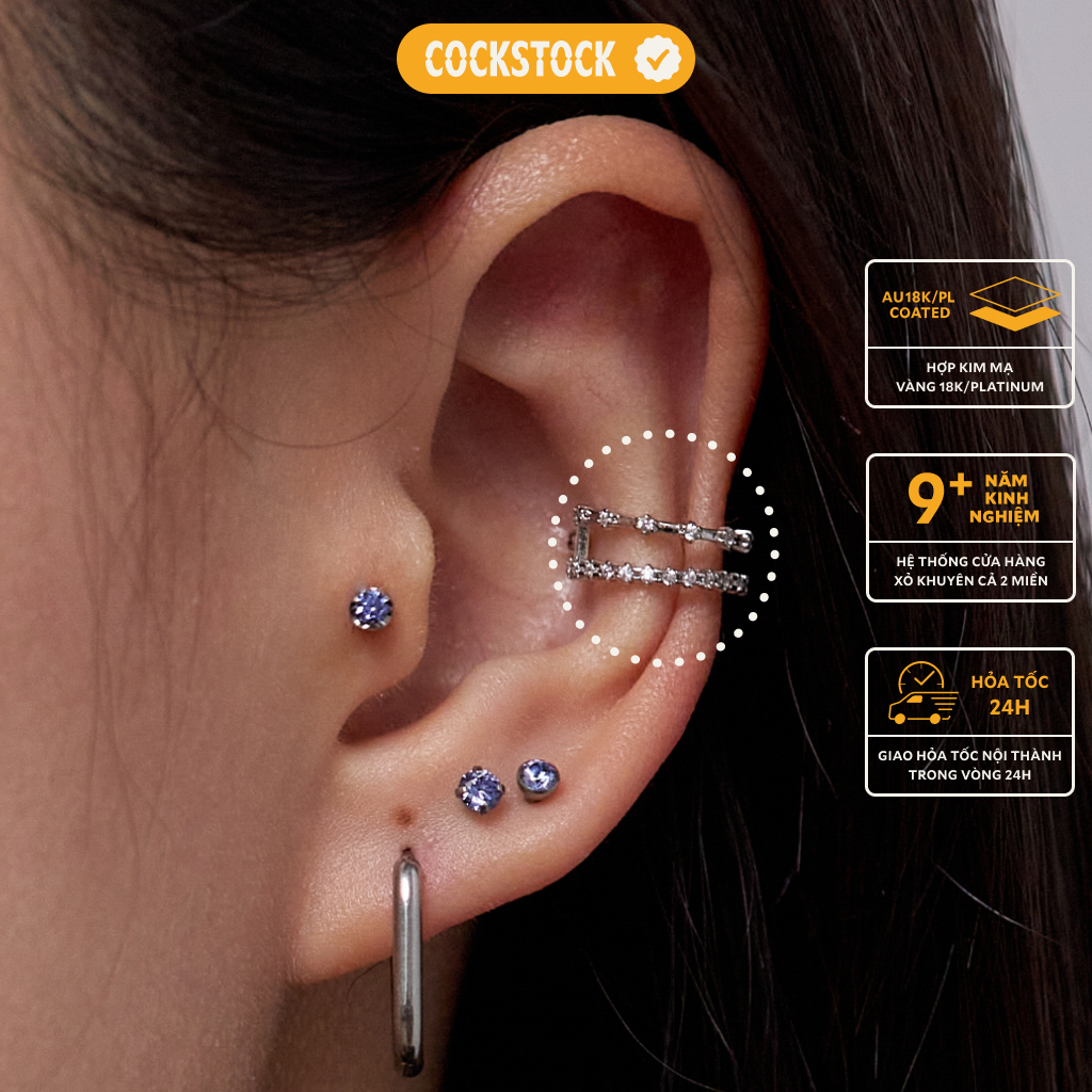 Khuyên tai kẹp BLINK DOUBLE HOOP EARCUFF - COCKSTOCK | Shopee Việt Nam