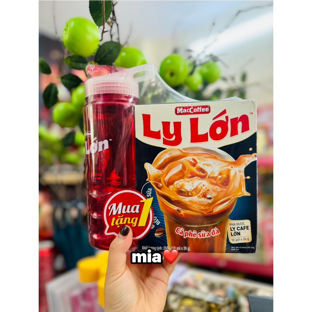(sẵn,tặng kèm bình uống nước)Cà phê Ly Lớn - Maccoffee hộp 10 gói x 26g ...