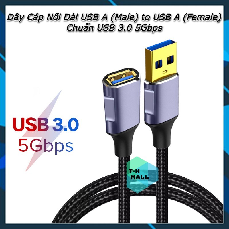 Dây Cáp Nối Dài USB 3.0 Male to Female Cho PC Máy Tính Máy In Bàn Phím Webcam Chuyên Nghiệp ...