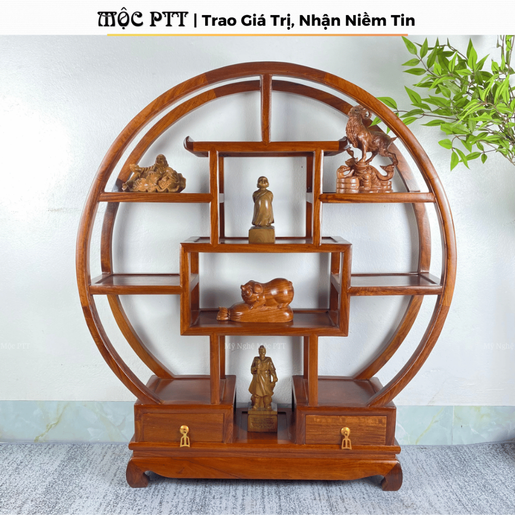 Kệ Tròn gỗ Hương kê đồ trang trí kích thước Cao 93 x 82 x 20 Cm ...