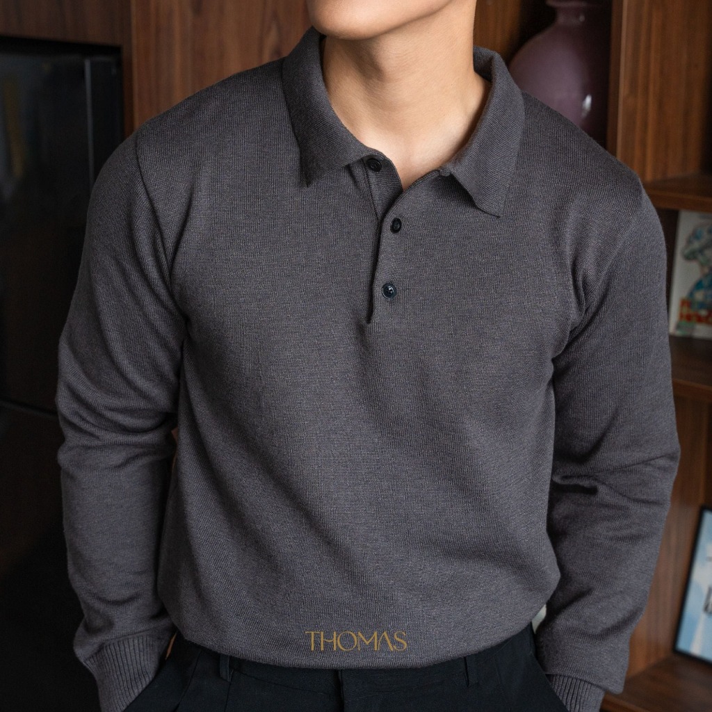 Áo Len Nam Polo Dài Tay THOMAS Henry Wool Polo Shirt Bo Gấu Basic Màu ...