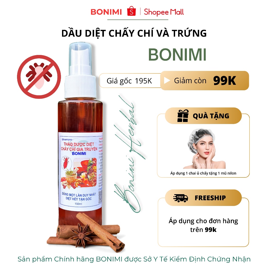 Dầu Gội Thảo Dược Bonimi 150ml. Ủ Chấy Trứng Chấy Chí | Shopee Việt Nam