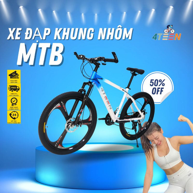 [Bản Nâng Cấp] Xe Đạp Thể Thao MTB Khung Nhôm Cao Cấp 4TEEN Plus 3 Đĩa Trước 8 Líp Sau Dạo Phố ...