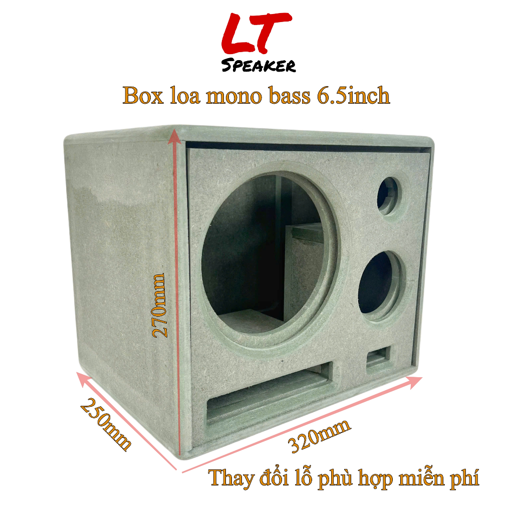 Box loa mono sub 6.5inch mid 3inch treble HK 52mm thùng loa thô MDF ...