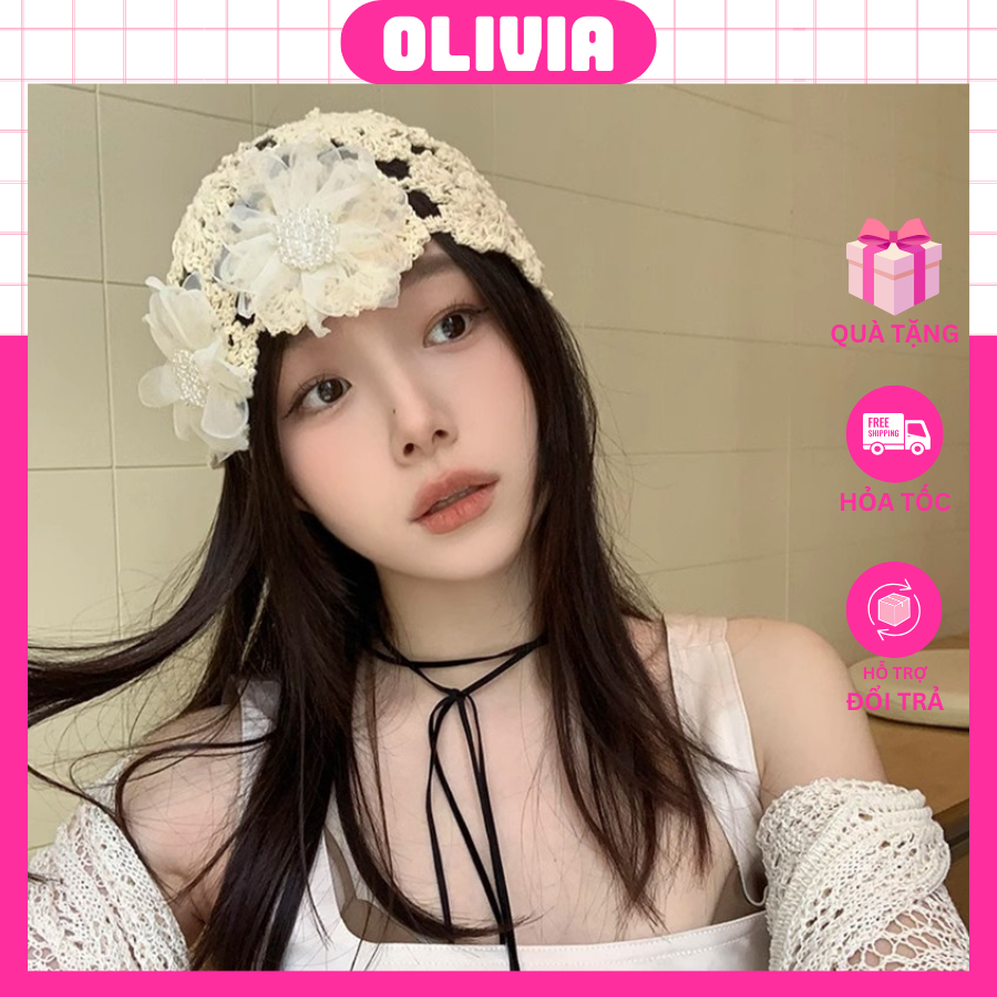Mũ Nữ Mùa Hè Ren Hoa Hàn Quốc Mỏng Móc Cọc Bea,nies Olivia MLT080 | Shopee Việt Nam