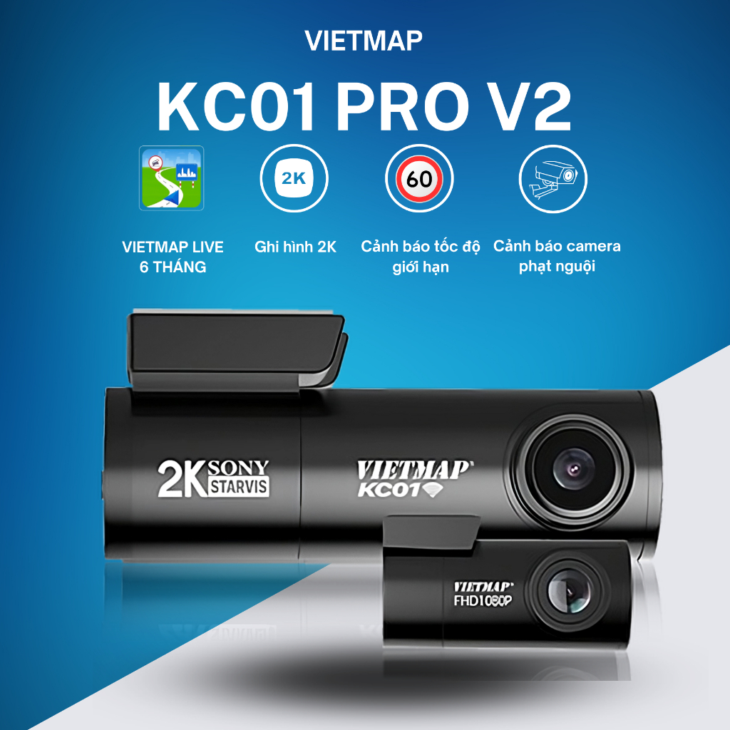 CAMERA HÀNH TRÌNH VIETMAP KC01 PRO, CẢNH BÁO GIAO THÔNG VĨNH VIỄN THEO CAMERA, GHI HÌNH 2K, KẾT ...