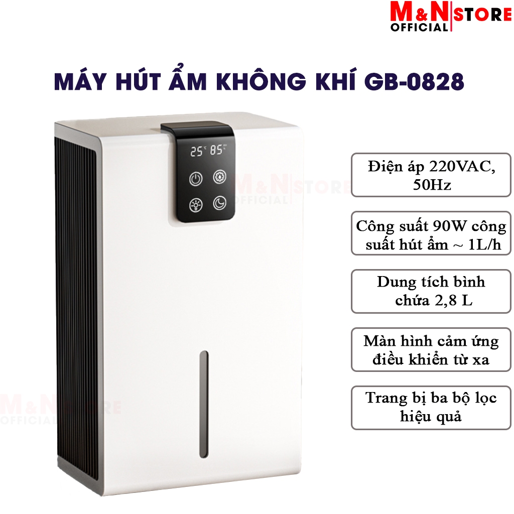 Máy Hút Ẩm Lọc Không Khí GB-0828 Dung Tích Lớn 2.8L Màn Hình Điều Khiển ...