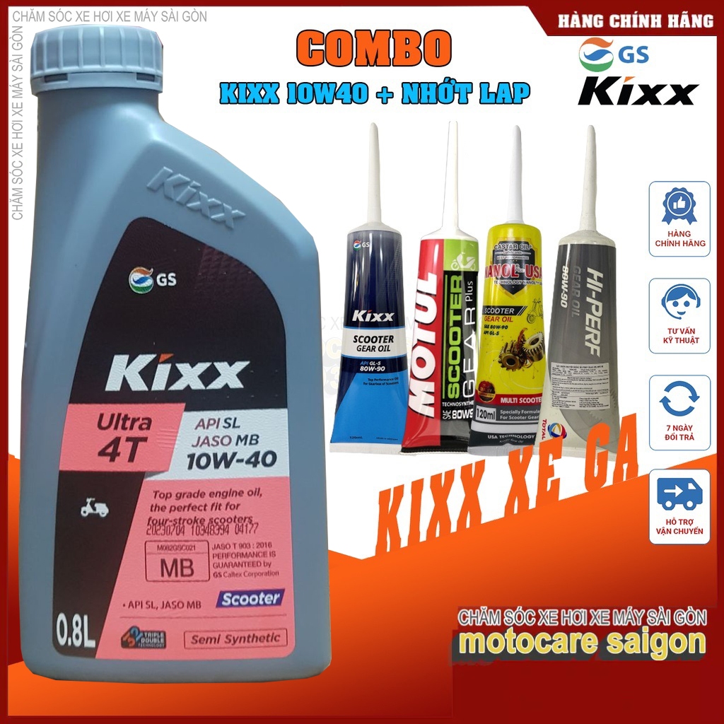 Combo Nhớt xe tay ga Kixx scooter API SL 10W40 800ml và nhớt lap ...