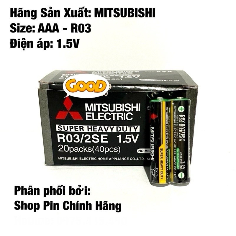 Hộp 40 Viên Pin AAA MITSUBISHI R03 1.5V Hàng Chính Hãng | Shopee Việt Nam