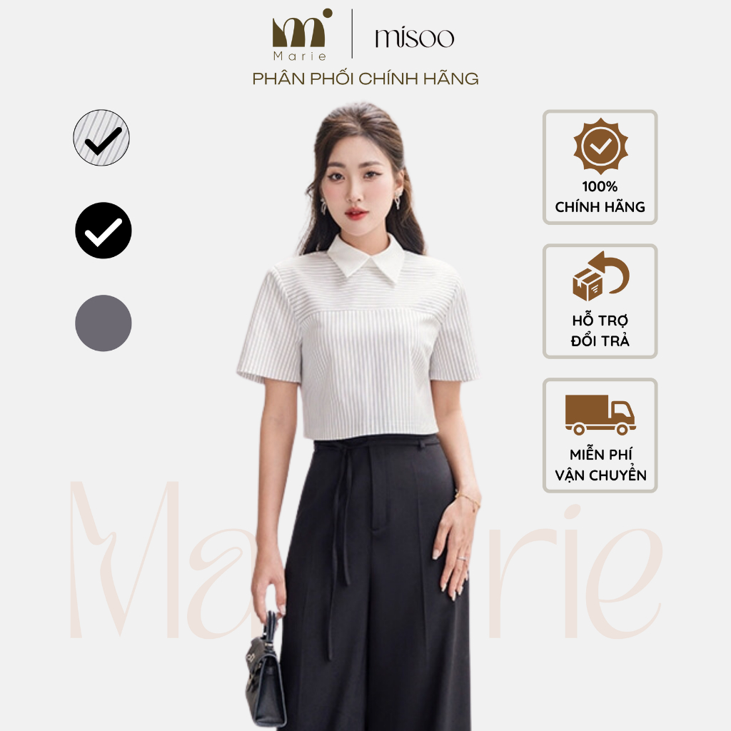 Set Đồ Nữ MISOO Losie Grace Chất Liệu Tuýt Xi Áo Croptop Cổ Sơ Mi Đệm ...