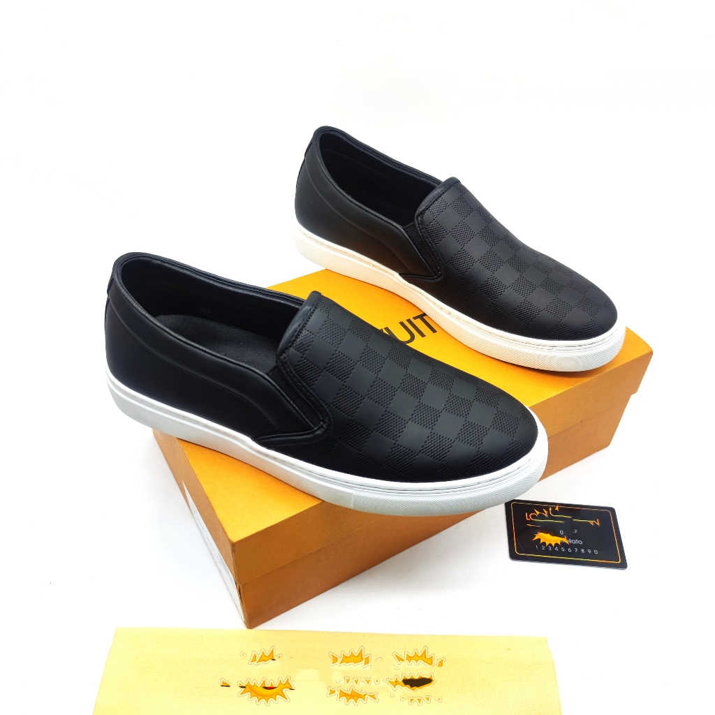 Giày Slip On LV Nam Thời Trang Caro Da Xịn Đế Kếp Khâu Chắc Chắn Lót Rời Cao Cấp Chuẩn Form Full ...