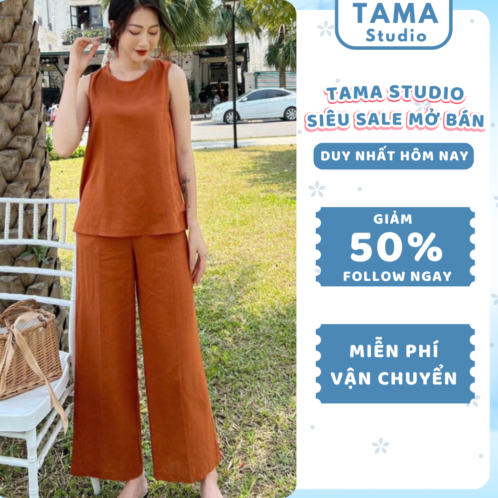 Set Bộ Đũi Gồm Áo Và Quần Ống Suông Lửng, Set Đồ Bộ Tiểu Thư Cao Cấp-Hàng Thiết Kế Đẹp SD3 TAMA ...