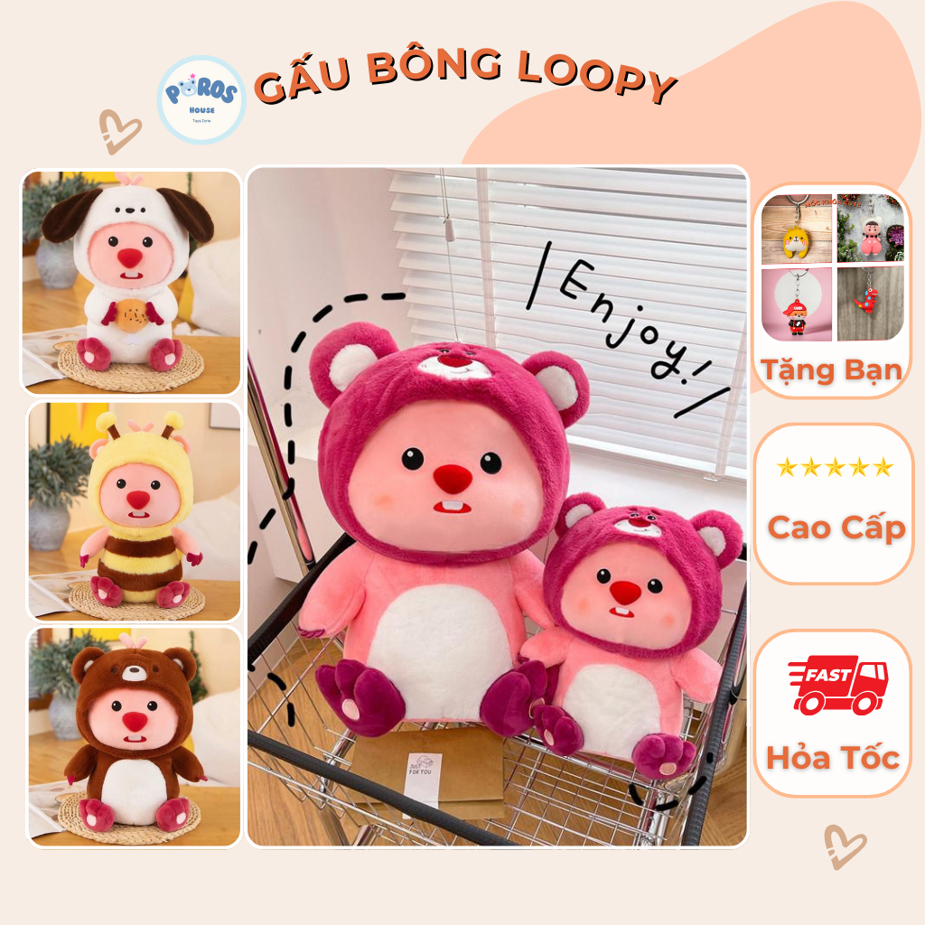 Gấu bông loopy hải ly gấu dâu losto, Qùa Tặng Thú bông Loopy Cosplay ...