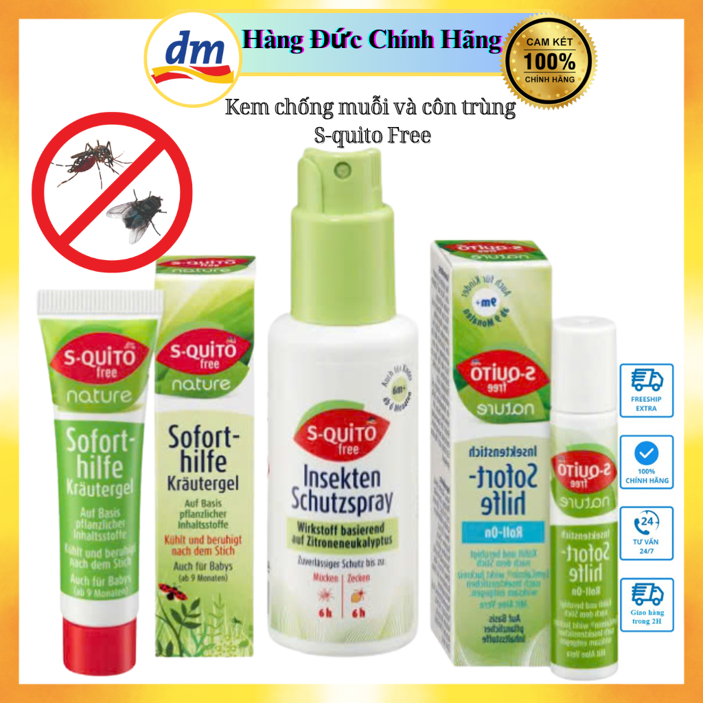 Xịt, Kem chống muỗi và côn trùng S-quito Free – Squito Đức | Shopee ...