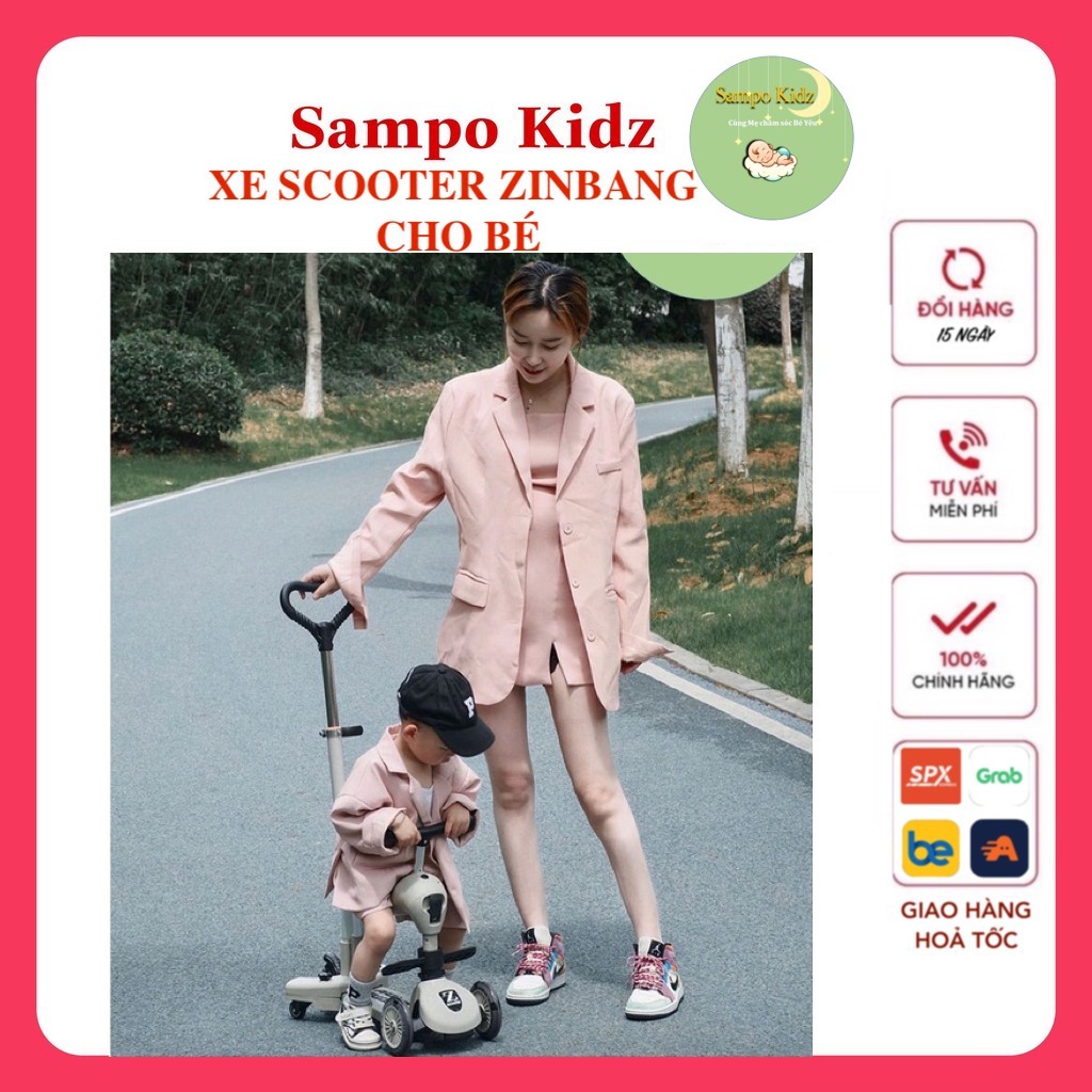 Xe Scooter ZINBANG 3in1, coot and ride cho bé từ 1-6 tuổi, bánh xe phát ...
