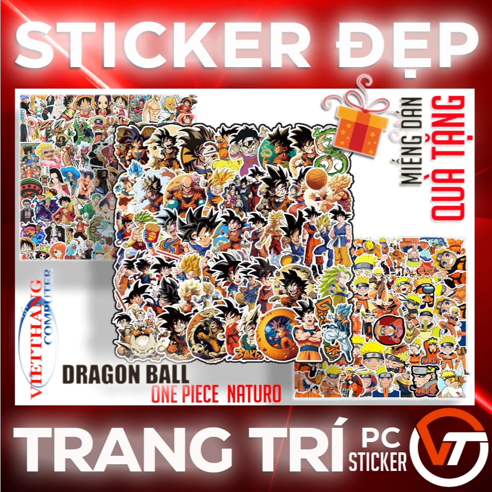 Sticker miếng dán Anime Dragon Ball - Naturo - One Piece Số lượng 3 cái ...
