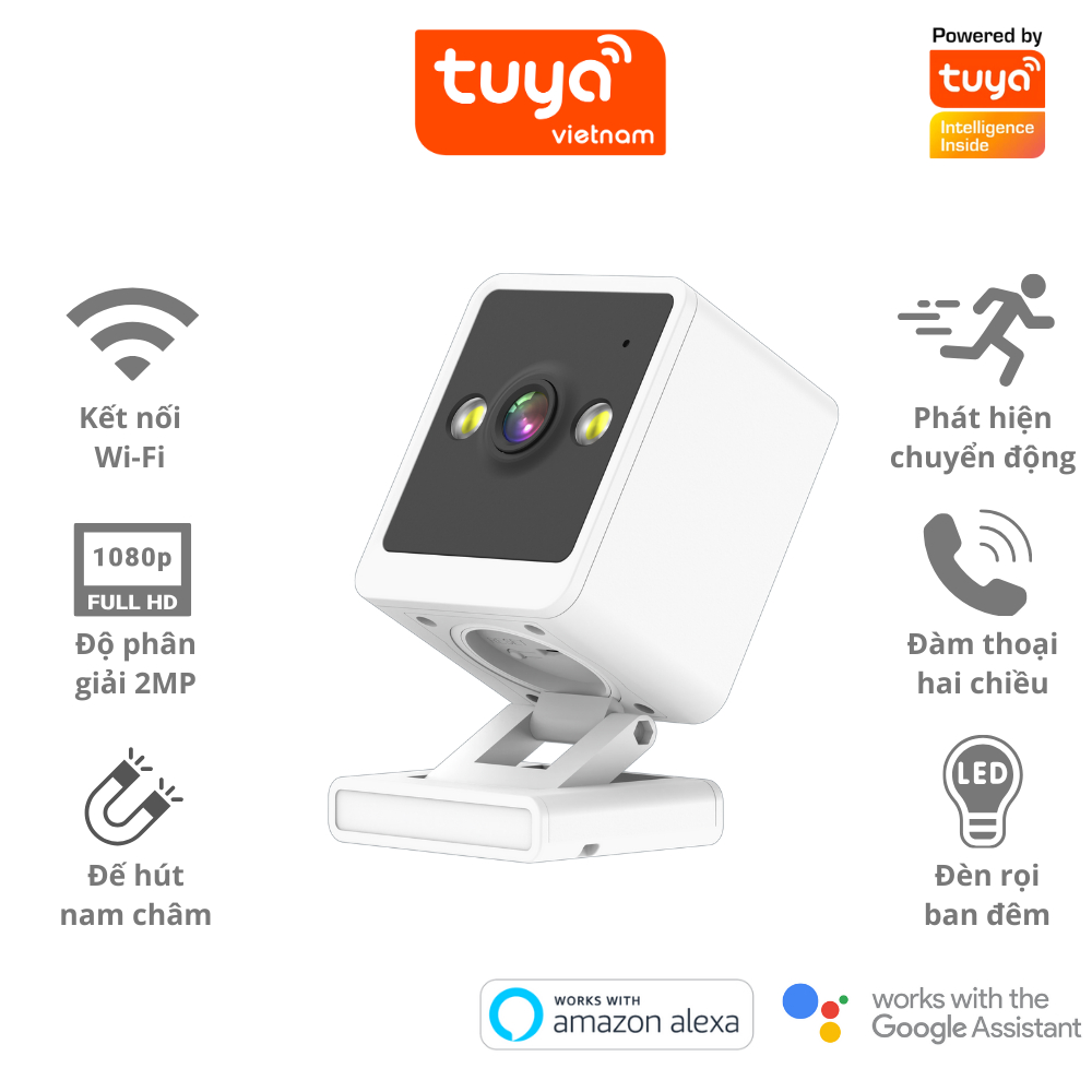 Camera Wifi TUYA Trong Nhà Cố Định 2MP 1080P, Có Đèn Ban Đêm, Cổng Type ...
