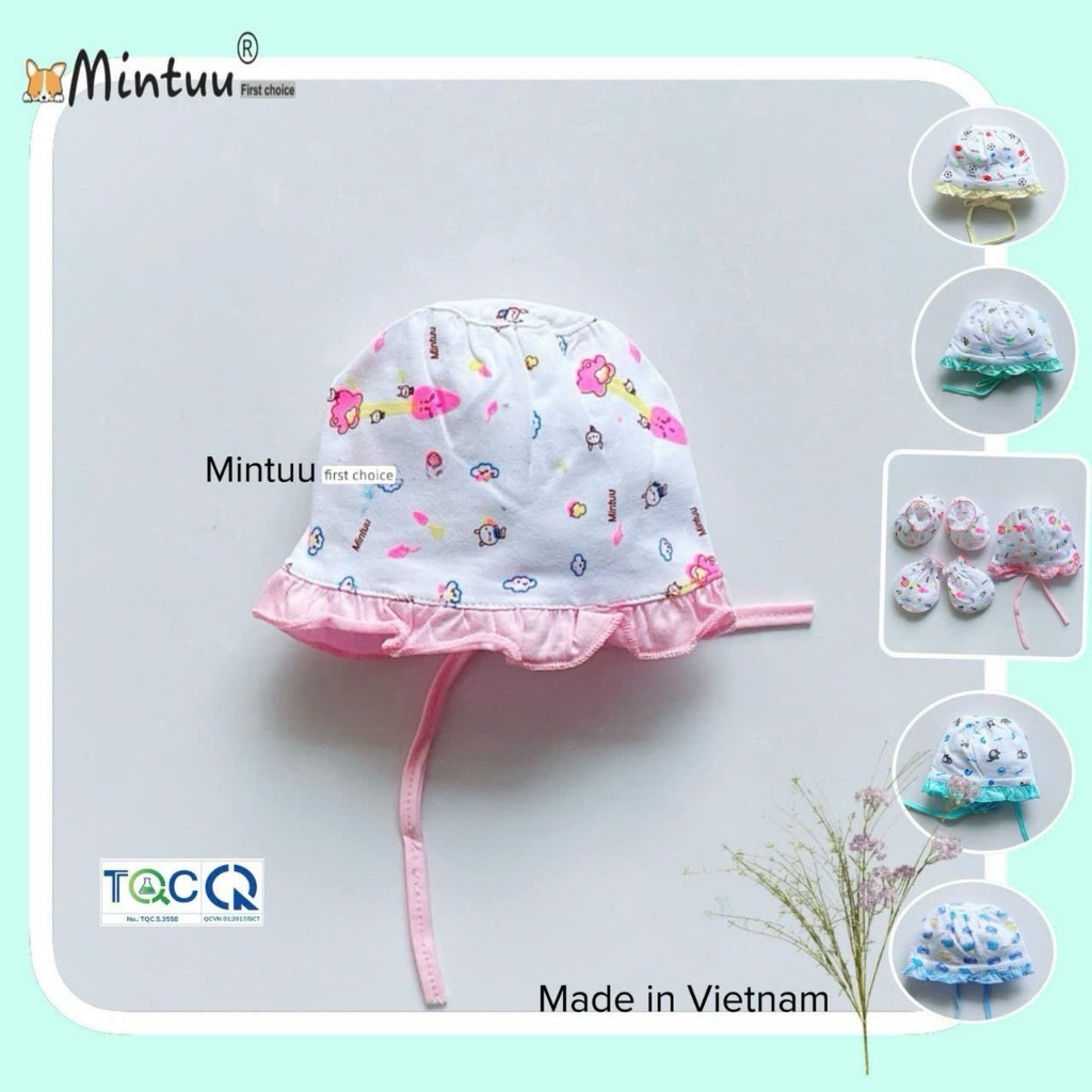 Mũ cho bé gái, mũ cột bèo bé gái thương hiệu MINTUU, chất liệu vải 100% ...