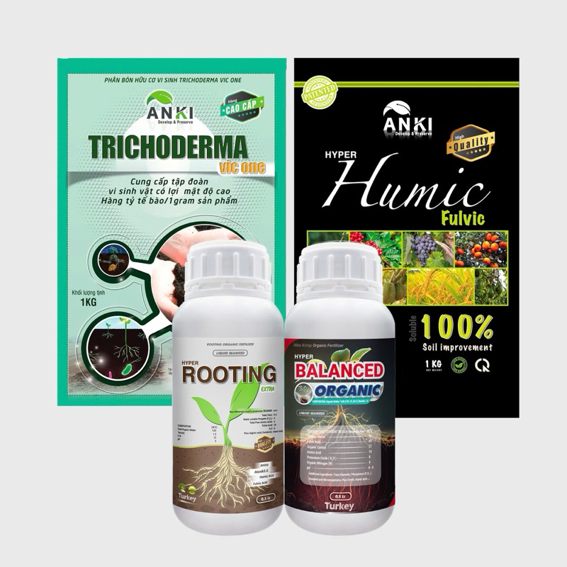 Bộ phân bón Rooting + Humic + Trichoderma + Balanced 500ml (phục hồi ...