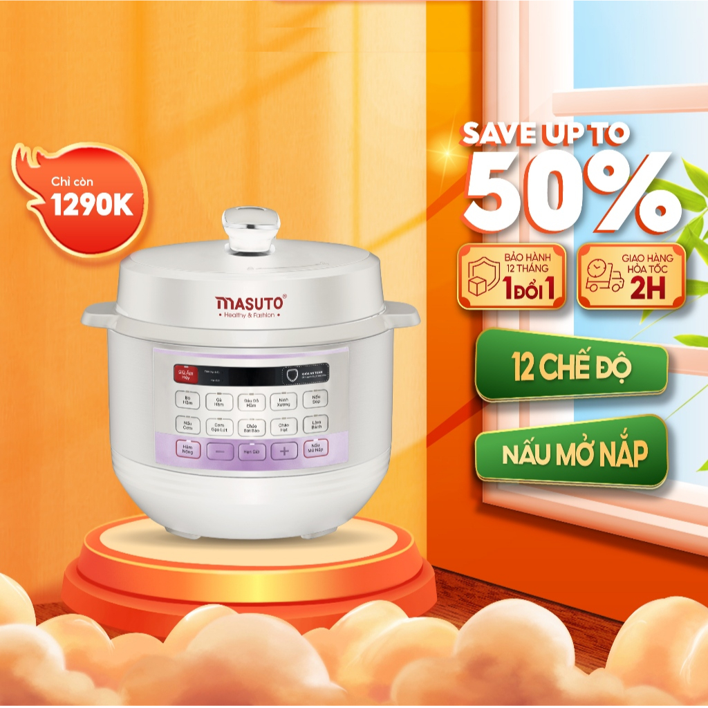 Nồi Cơm Áp Suất Masuto MPC05, Lòng Nồi Chống Dính, Công Suất 1000W, Dung Tích 5L, Bảo Hành 1 Năm ...
