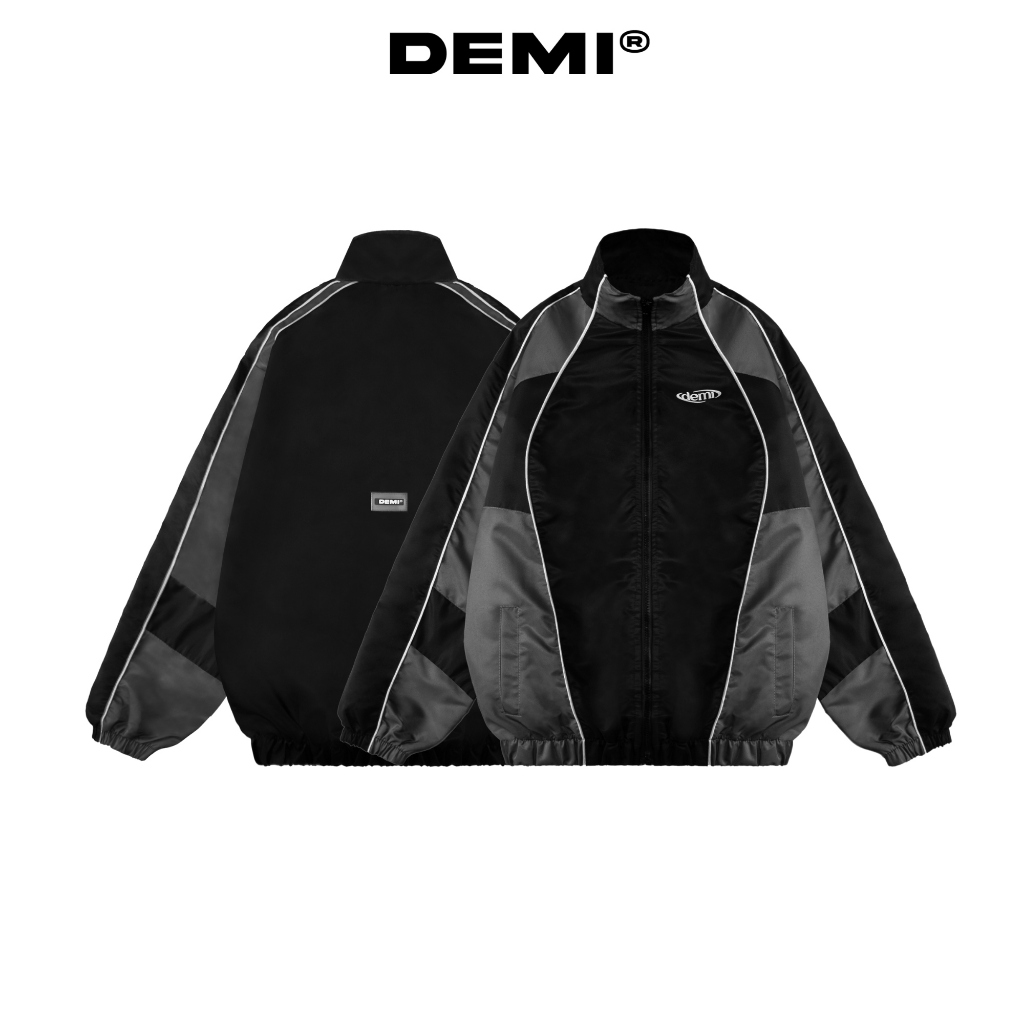 Áo khoác dù nam nữ form rộng giá rẻ NULLED cổ trụ phối màu đen xám có ...