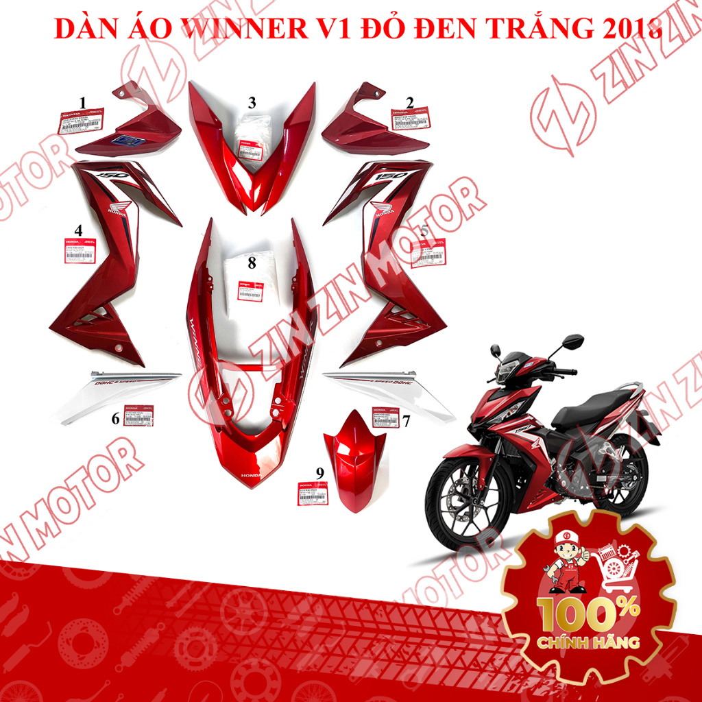 Dàn Áo Winner V1 Đỏ Trắng Đen 2018, RS150 V1 V2 Phiên Bản Thể Thao ...
