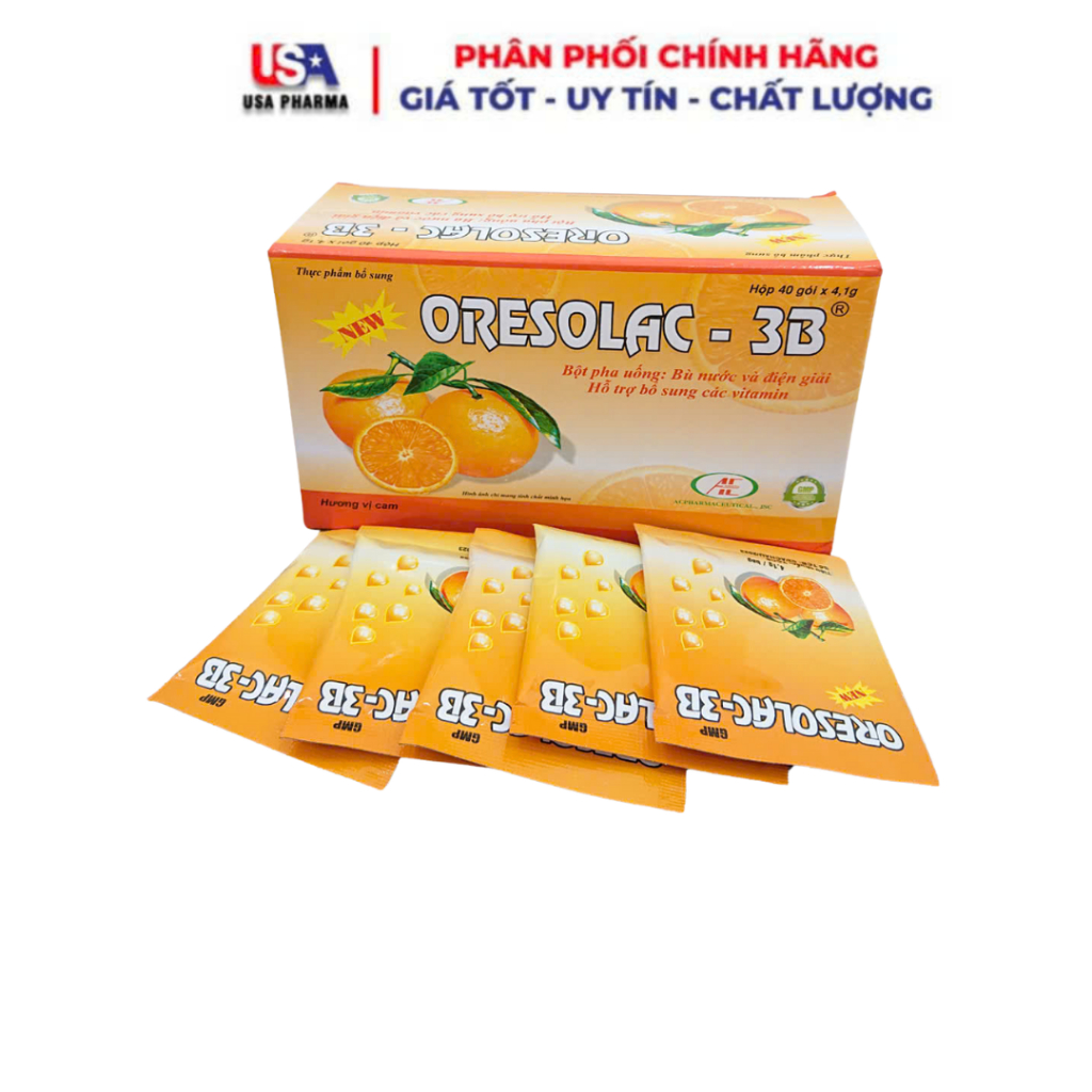 ORESOLAC 3B Bù Nước Và Điện Giải Hương Cam Hộp 40 Gói, Phòng Ngừa Mất ...