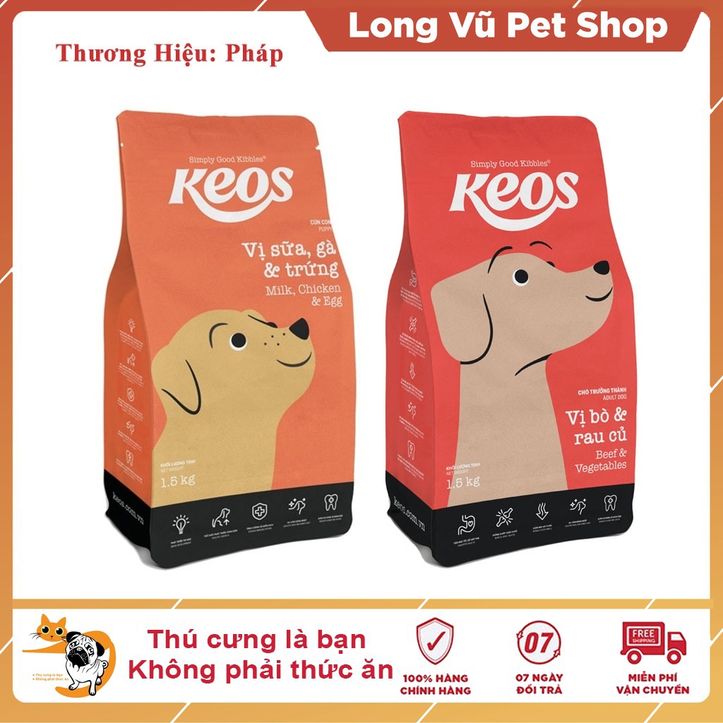 Thức Ăn Cho Chó Con, Chó Lớn KEOS 1,5kg Vị Trứng Sữa Gà Nướng Thương Hiệu Pháp - Long Vũ Pet ...