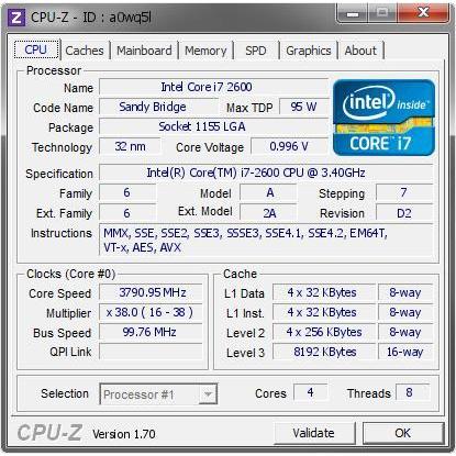 CPU Intel® Core™ i7-2600 Processor 8M Cache, up to 3.80 GHz bộ vi xử lý ...