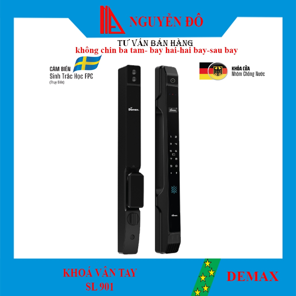 Khóa vân tay cửa nhôm Demax SL901, với 8 tính năng nổi bật, nhận diện ...