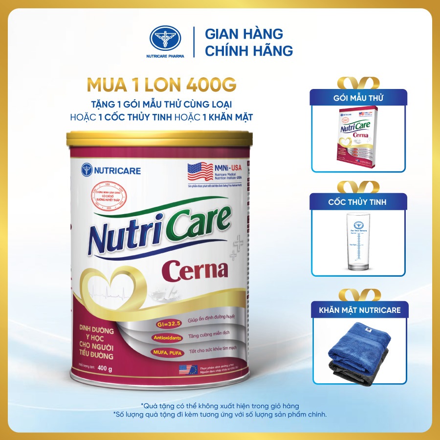 Lon sữa Nutricare Cerna 400g - Dinh dưỡng cho người đái tháo đường, tiểu đường | Shopee Việt Nam