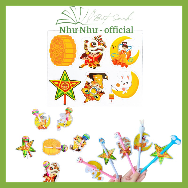 Sticker trung thu cài bút và kẹo ( tệp 60 cái ) | Shopee Việt Nam