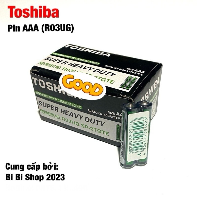 Hộp 40 Viên Pin AAA Toshiba R03P Cacbon - Pin đũa lắp điều khiển hãng ...