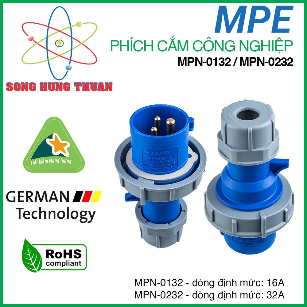 PHÍCH CẮM CÔNG NGHIỆP Loại Di Động Có Kẹp Giữ Dây 3 Cực MPE Model MPN ...