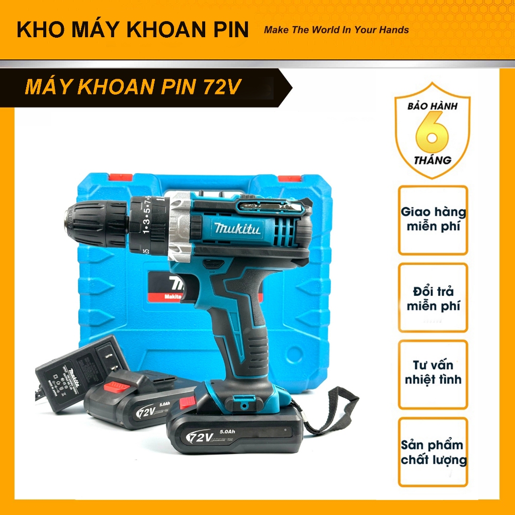 Máy khoan pin Makita 72V - Máy bắn vít Makita 72V tặng kèm 24 chi tiết cao cấp | Shopee Việt Nam